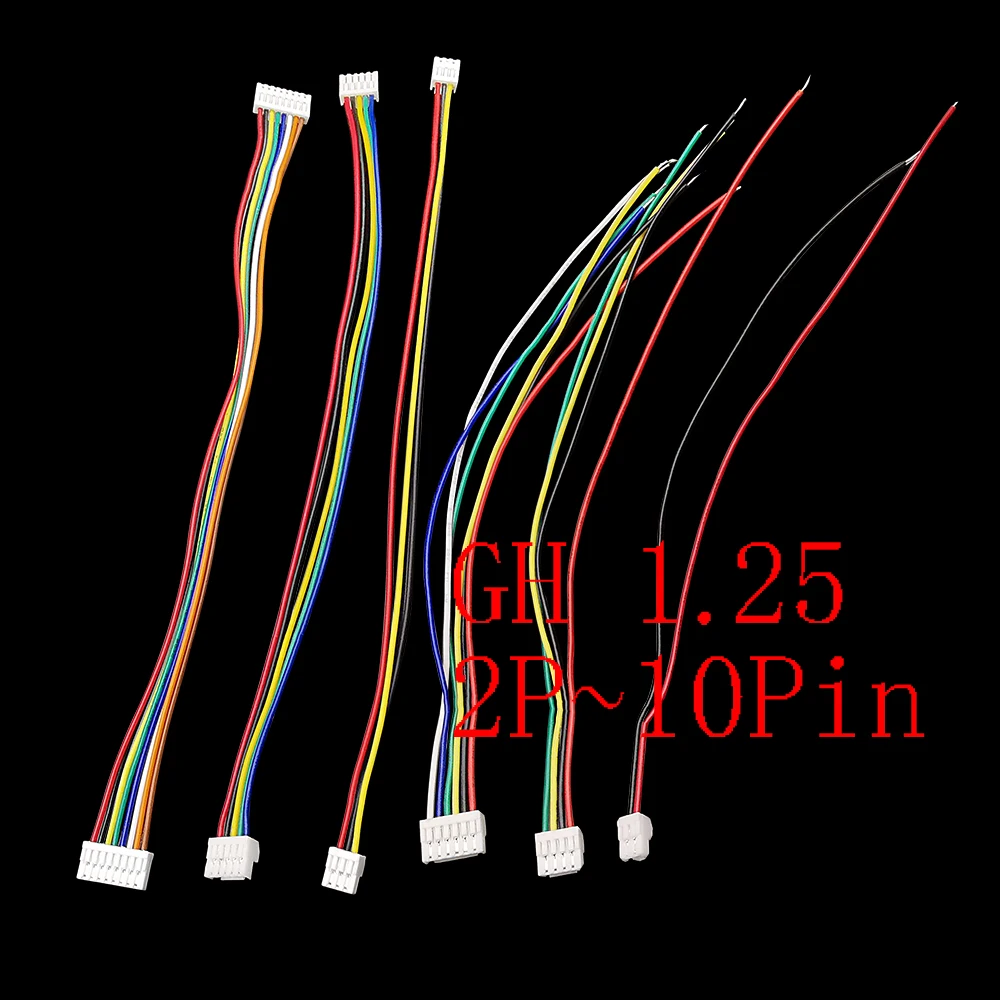 10Pcs Micro JST GH 1.25MM Pitch 2/3/4/5/6/7/8/9/10 Pin Male Plug Connector Wire Cable 15CM 28AWG ...