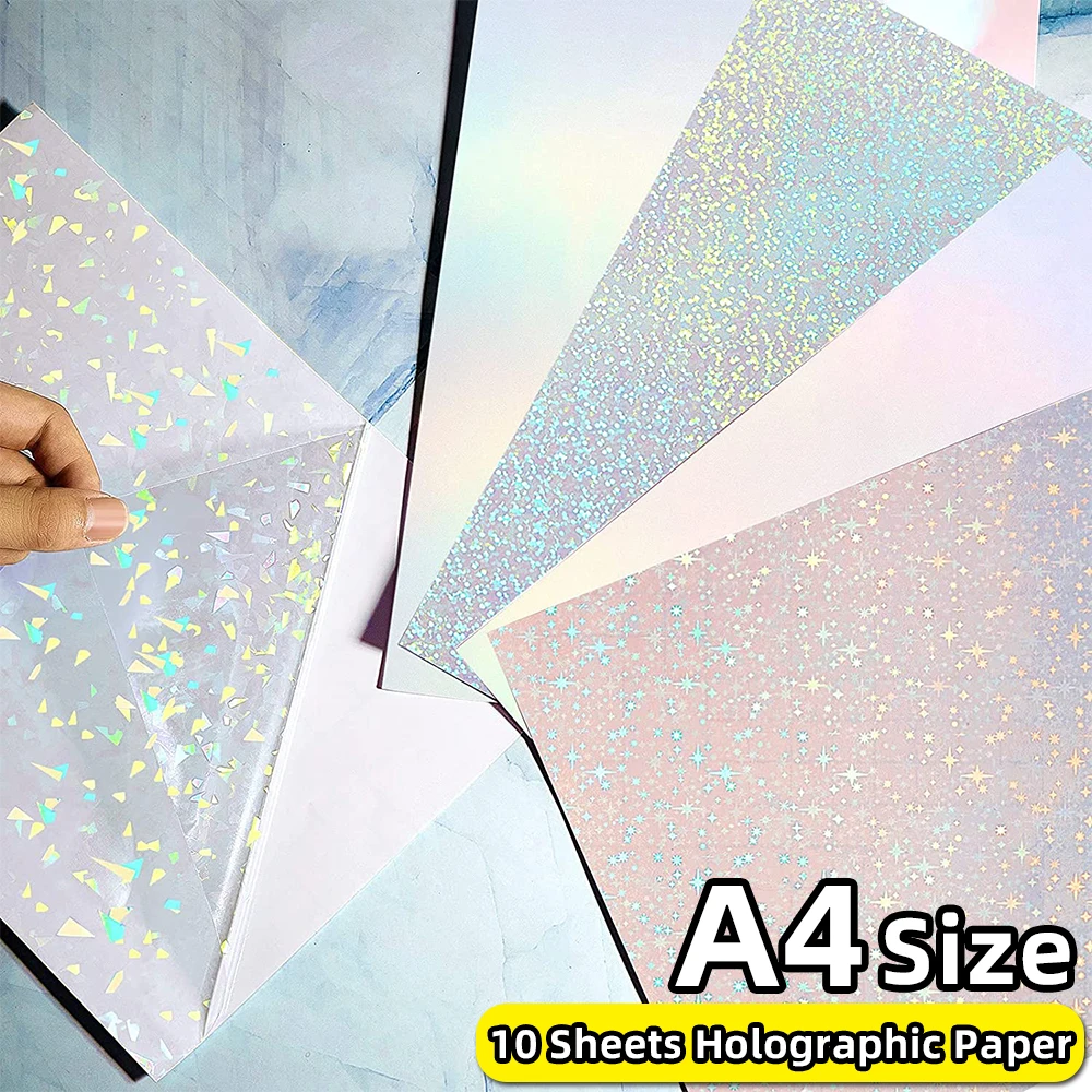 10-Sheets-Holographic-Paper-A4-Vinyl-Sticker-Printable-Label-Self ...