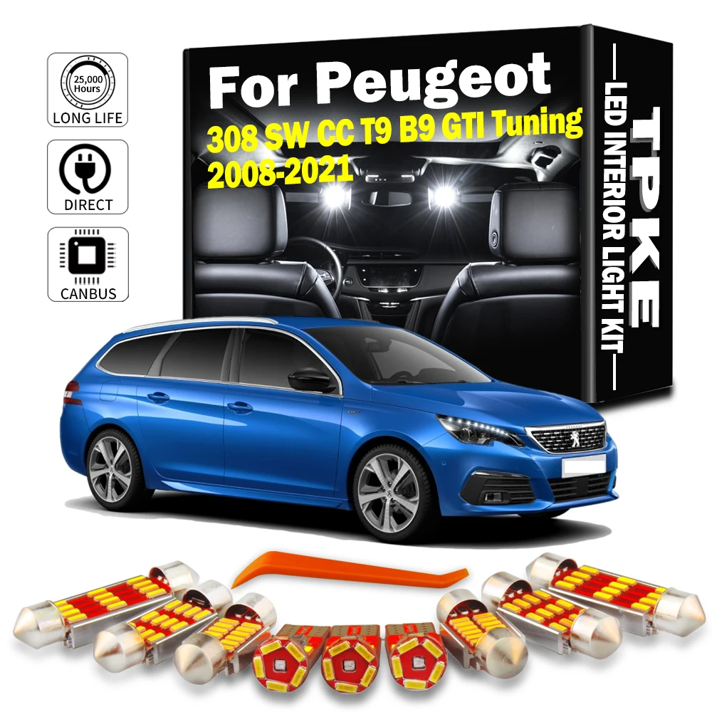 TPKE LED Interior Map Dome Light Kit For Peugeot 308 SW CC T9 B9 GTI Tuning 2008 2021 Car ...