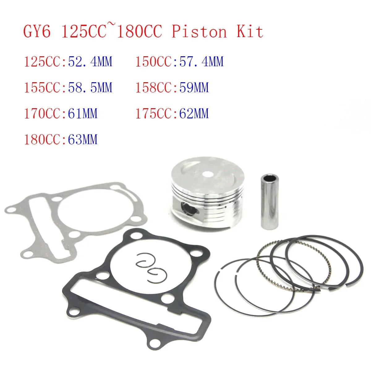 GY6-125CC-150CC-155CC-170CC-175CC-180CC-52-4mm-57-4mm-58-5mm-59mm-61mm ...