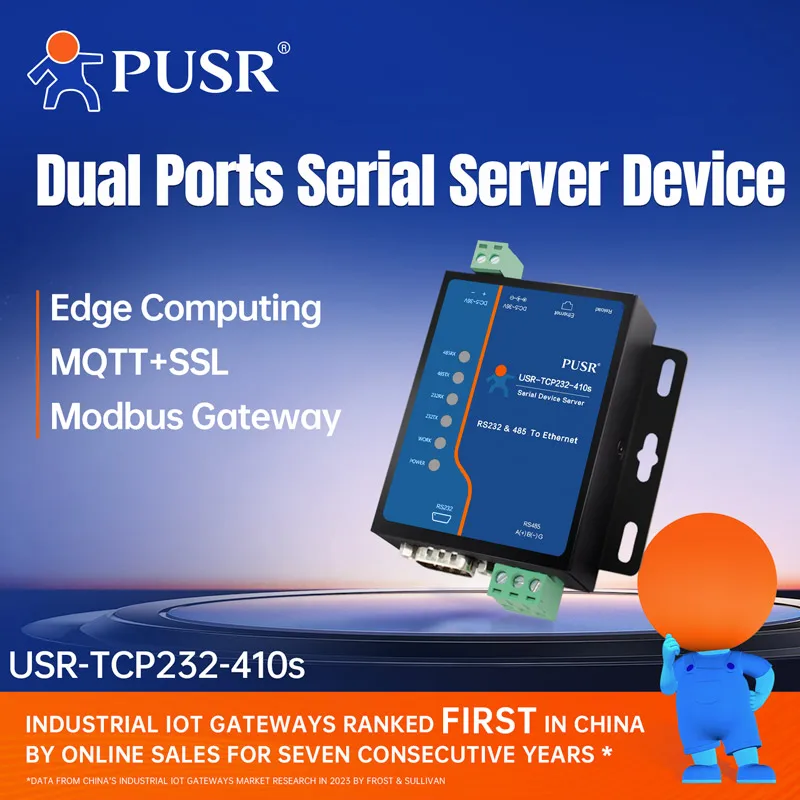 PUSR Serial RS232 RS485 to Ethernet converter Modbus RTU to Modbus TCP ...