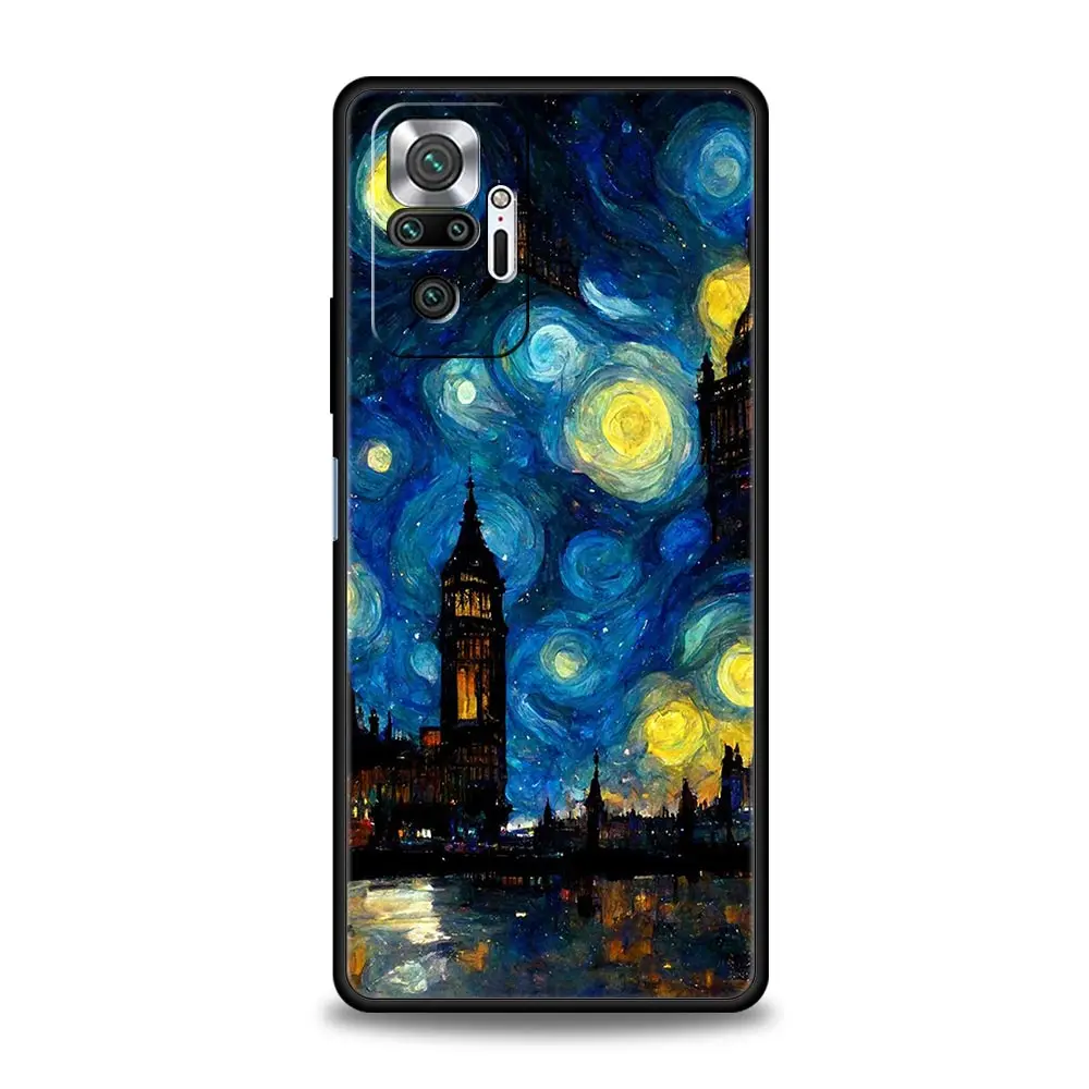 Van Gogh Starry Night Artistic Silicone Phone Case Cover for Redmi 9T (A6)