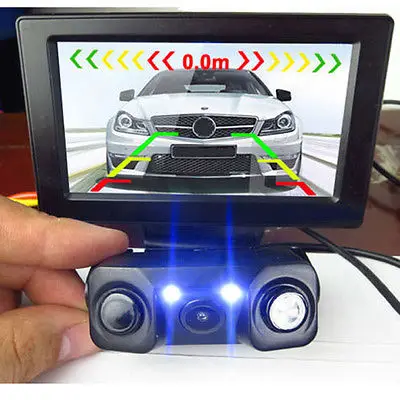 3 In 1 Car Rearview Camera Monitor+ 2 Sensors Car Parking Reverse Radar ...