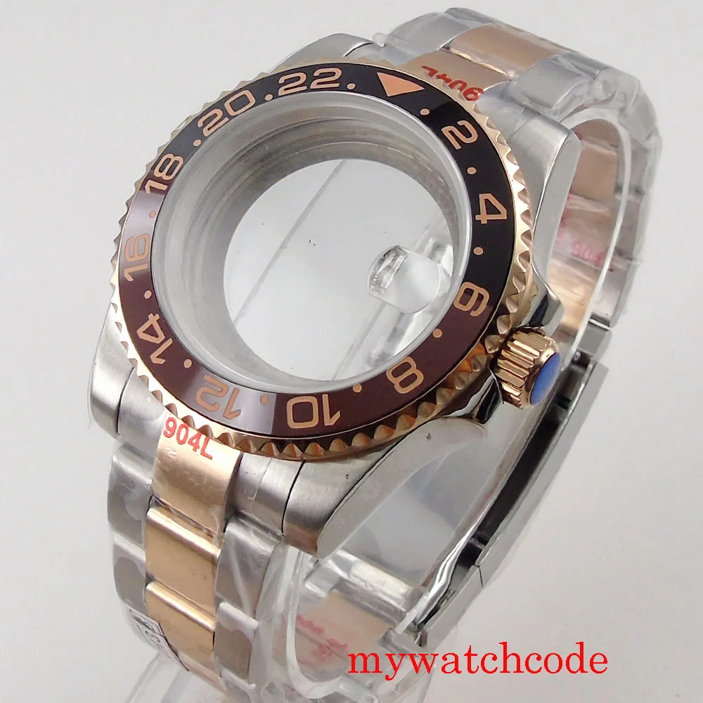 20bar Waterproof SUB Diving Watch Case Glass Back Silver Rose Gold for ...