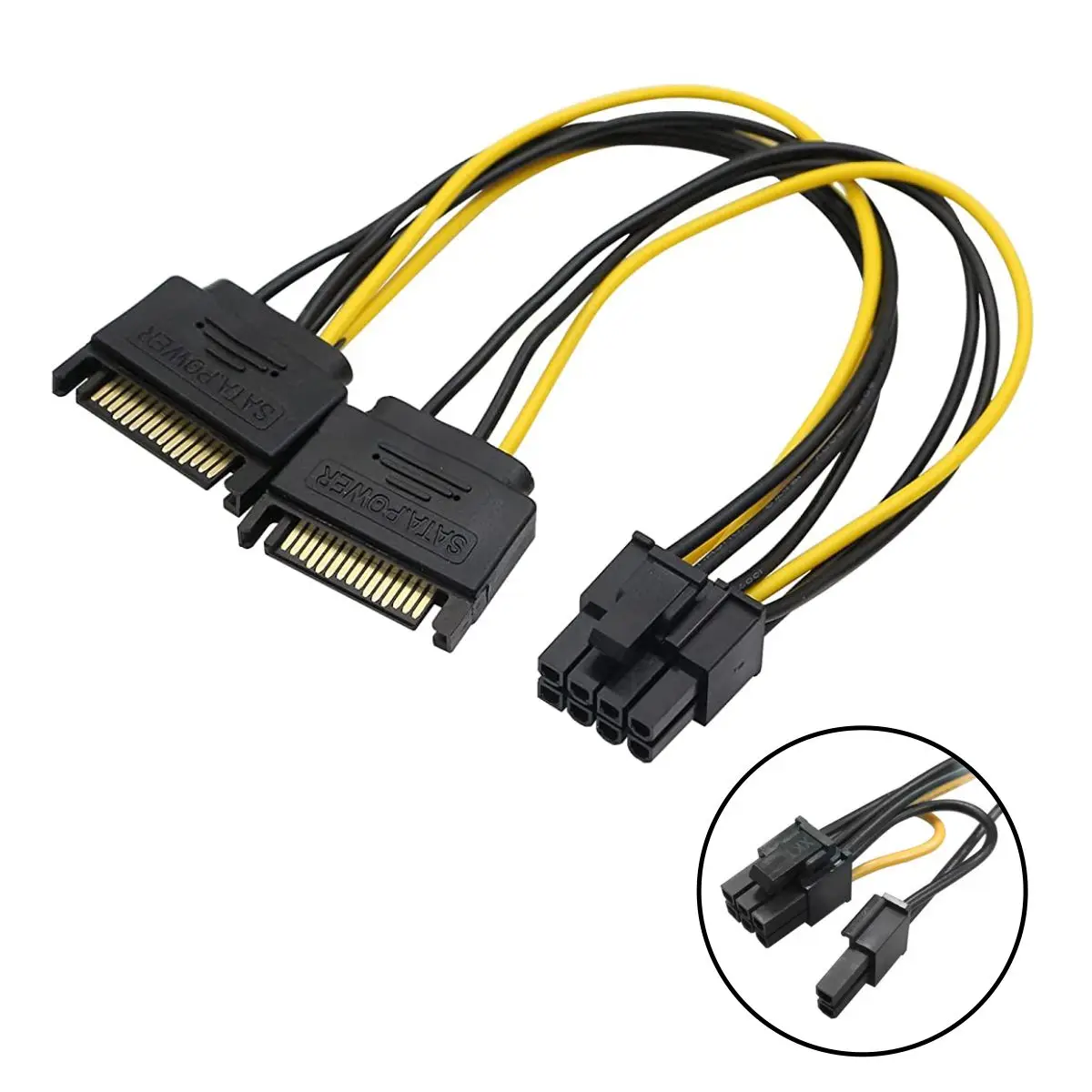 Power Cable Dual Sata Male to PCI-e PCi Express 8 Pin (6 + 2) Source ...