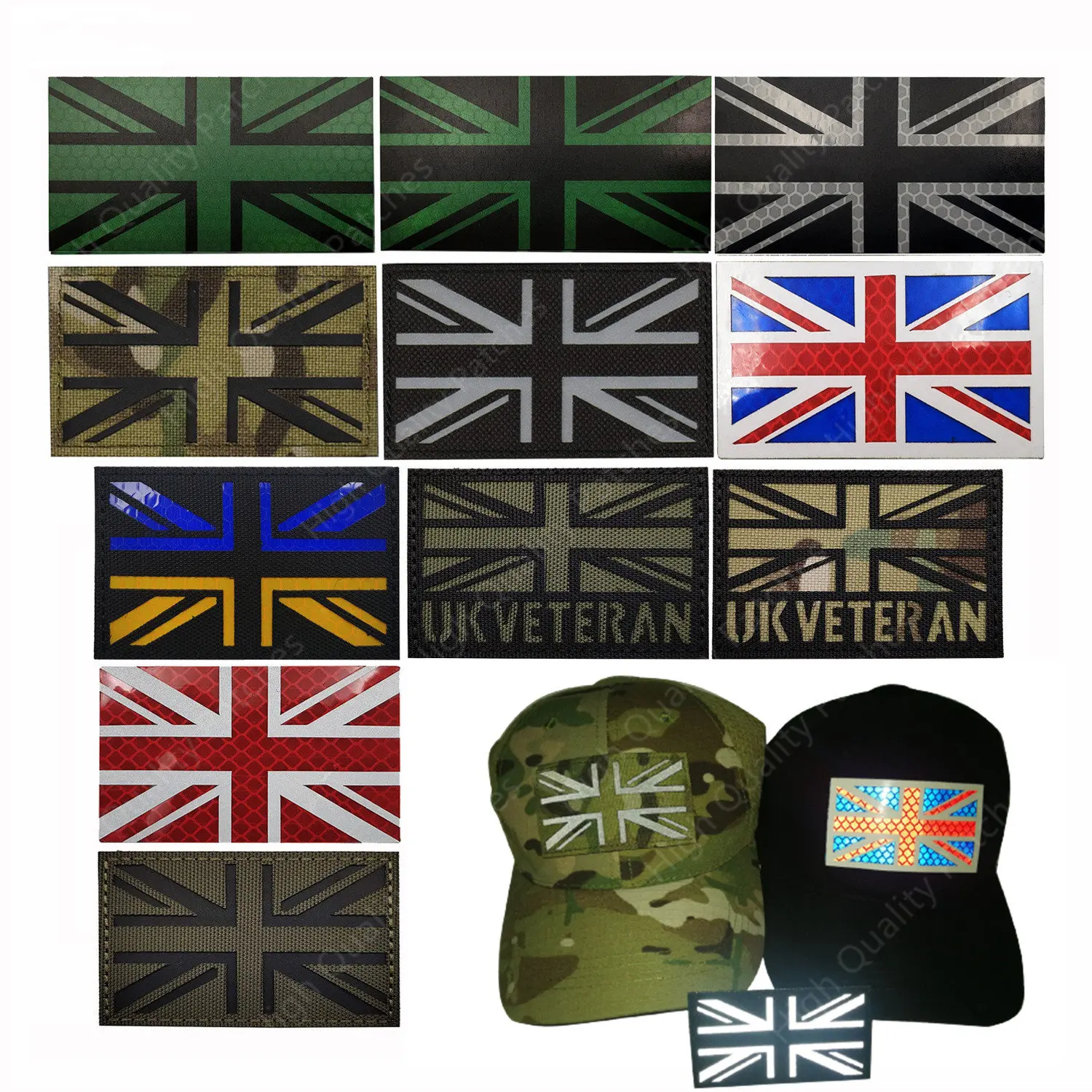 Infrared Reflective IR United Kingdom Flag Embroidery Patch Green Great ...