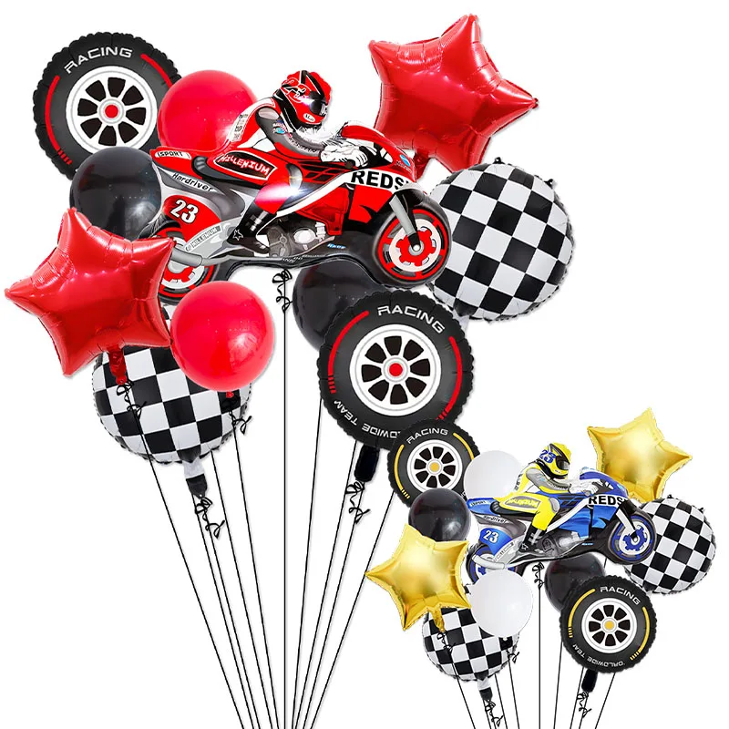 11pcs Dirt Bike Decor For Boy Motorcycle Foil Balloon 18inch Tyre ...