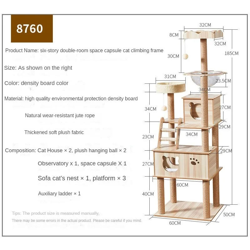Cápsula espacial de lujo para gatos de seis pisos, trampolín ecológico ...