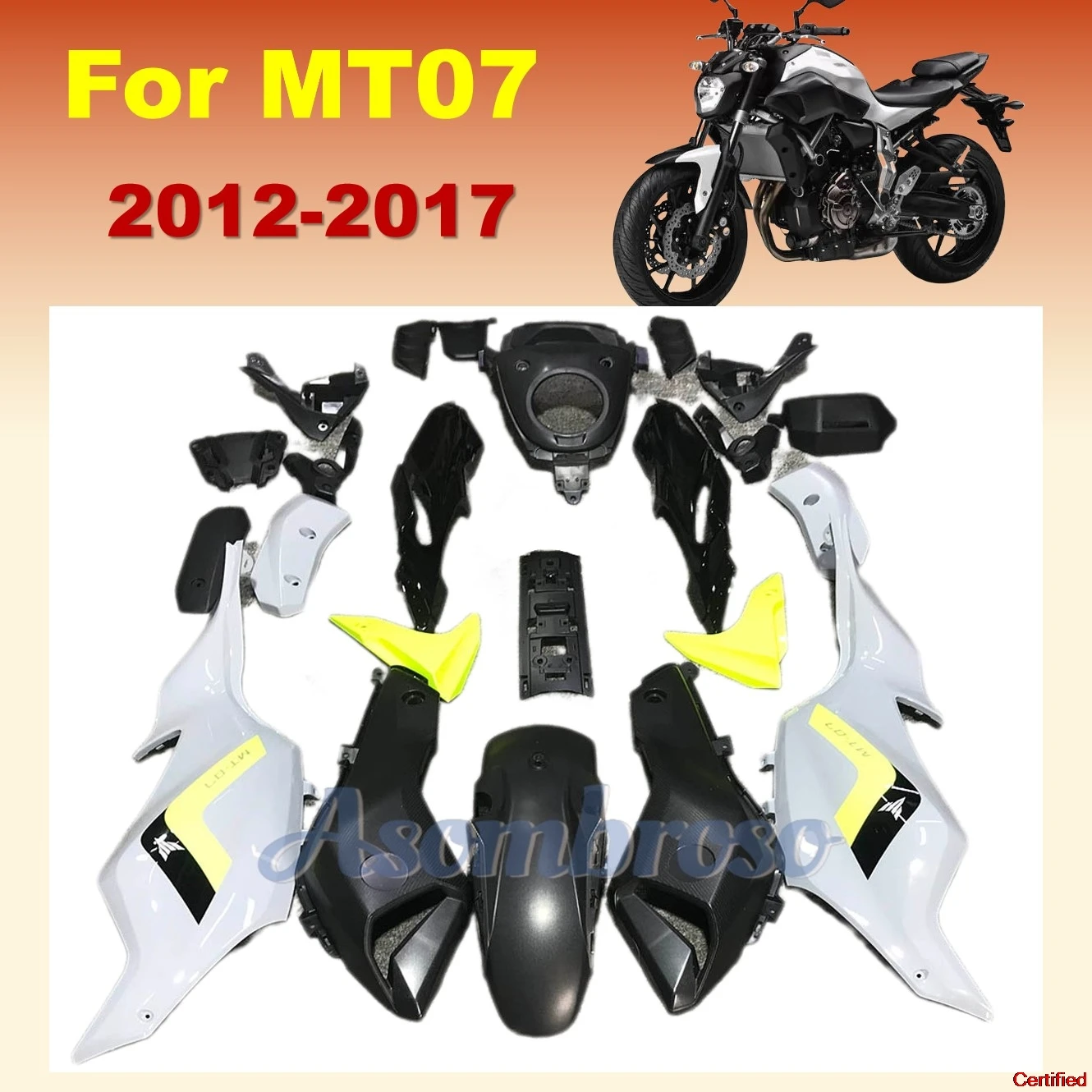 Street Motorcycle Full Fairing Kit For MT07 FZ07 MT-07 2012-2017 MT 07 ...