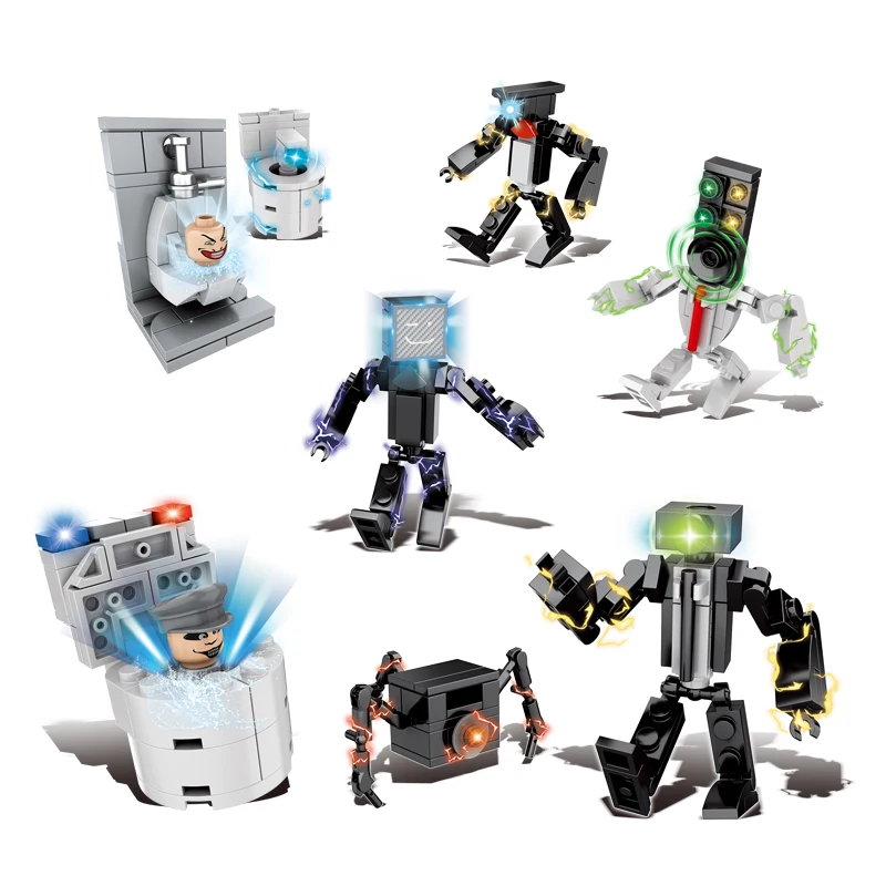 MOC 8pcs Skibidi Toilet The Audio Man and Camera Titan Man Building ...