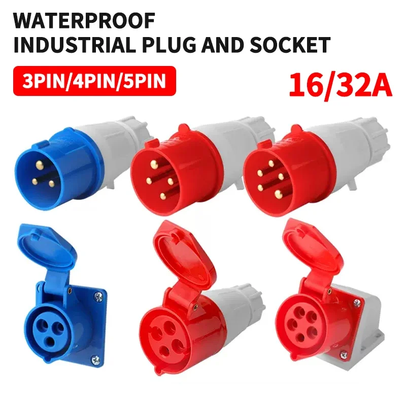 5Pcs-Industrial-Plug-and-Socket-Waterproof-Connector-3PIN-4PIN-5PIN-16A ...