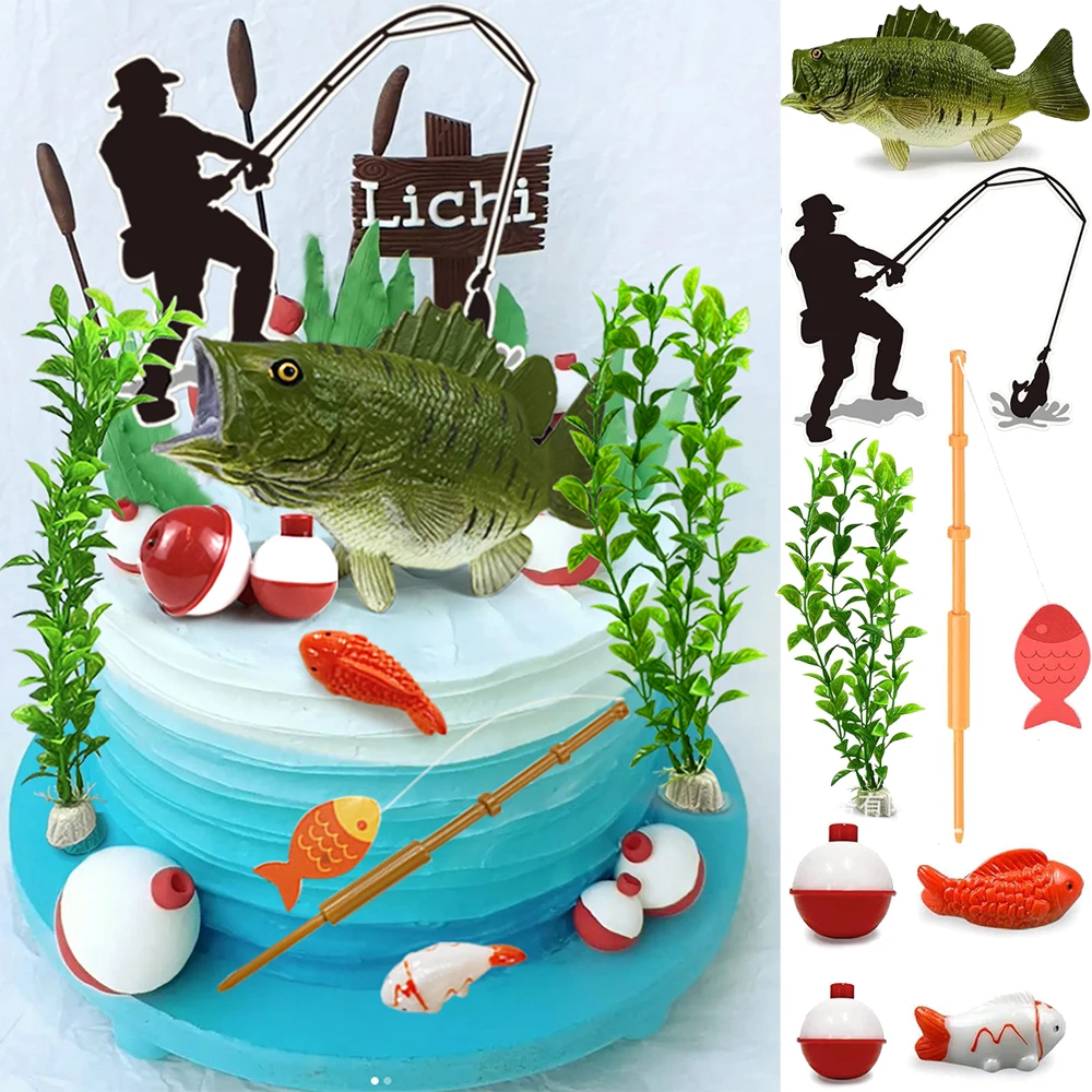 14pcs-Gone-Fishing-Cake-Topper-Fisherman-Themed-Decoration-for ...