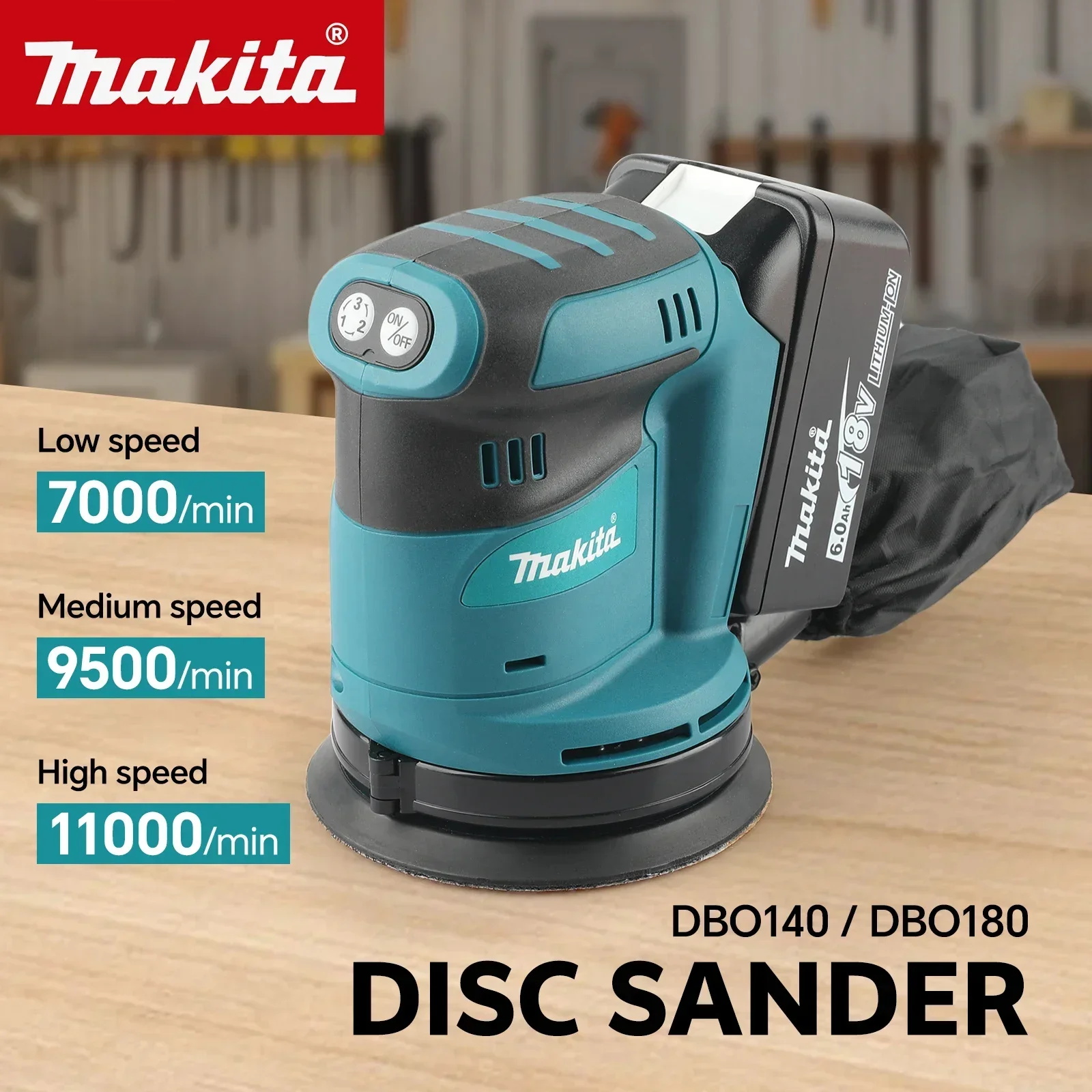 New Makita DBO180Z 18V Brushless Cordless Rechargeable Disc Random ...