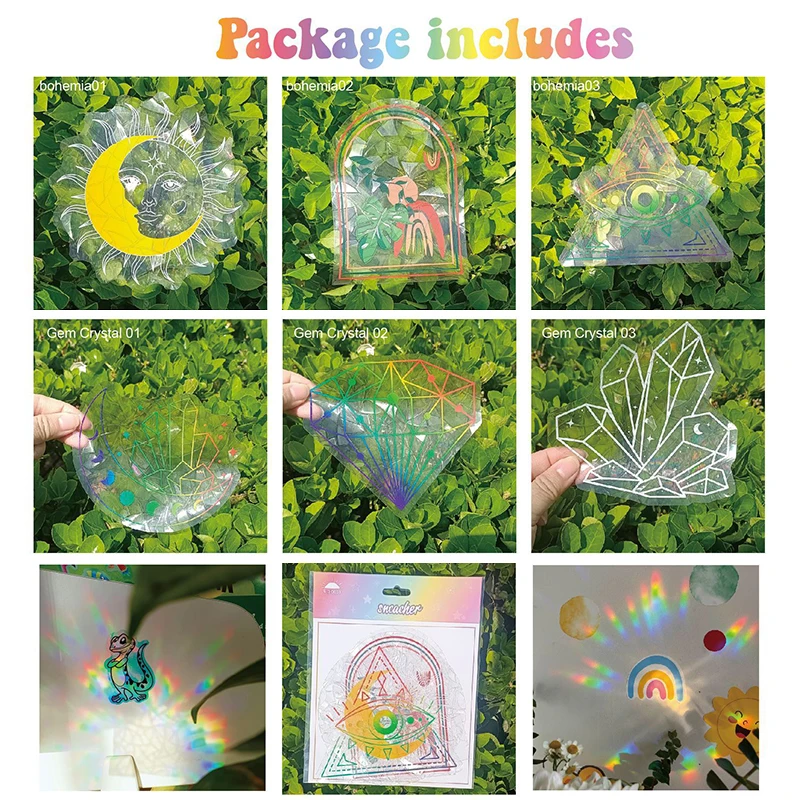 6Pcs-set-Suncatcher-Window-Stickers-PVC-Glass-Sticker-Rainbow-Sun ...