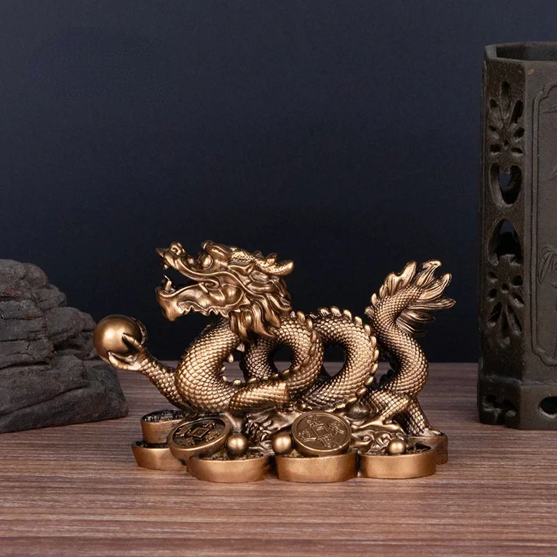 Chinese-Auspicious-Money-Dragon-Statuette-Resin-Sculpture-Feng-Shui ...