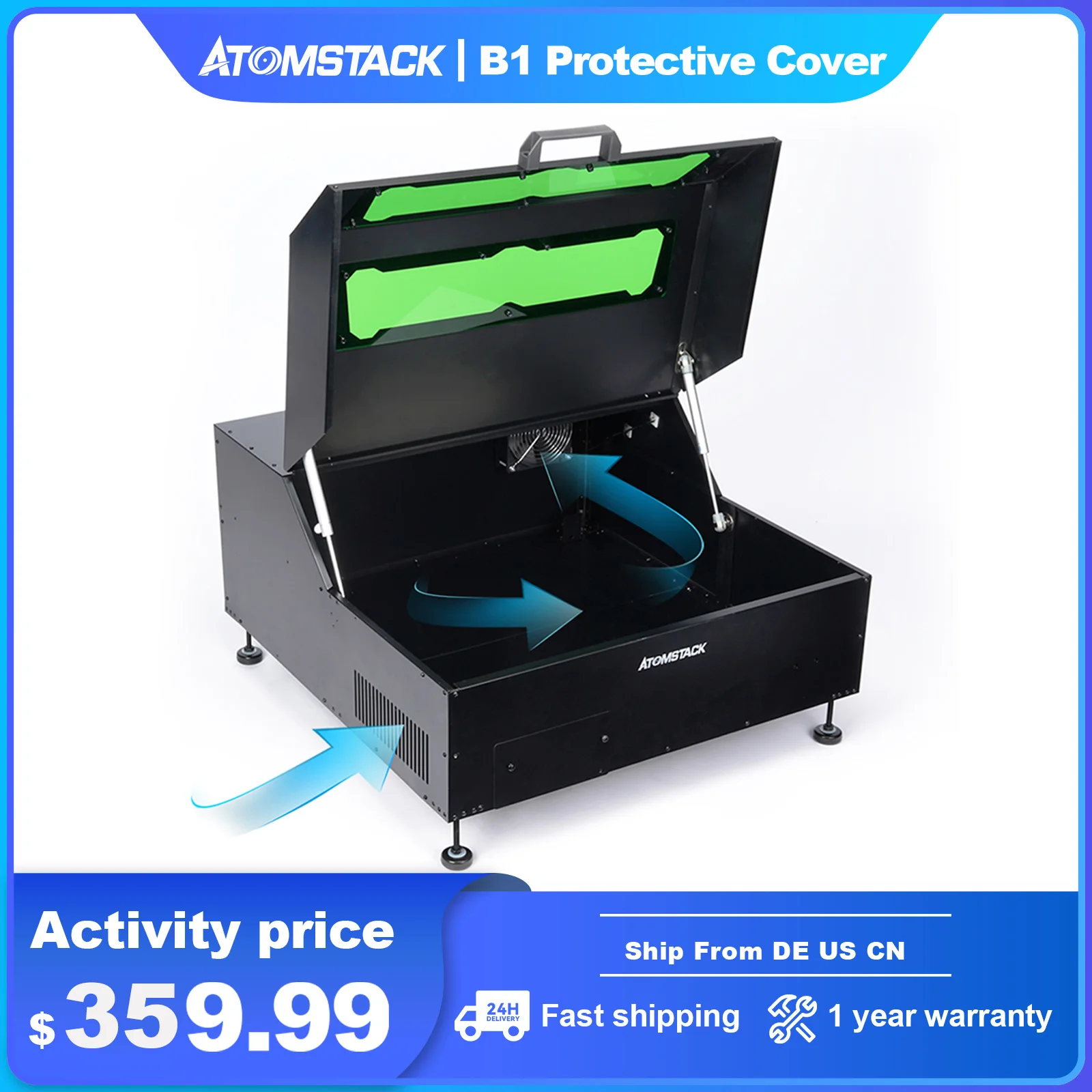 Atomstack B1 Laser Engraving Protection Box Detachable Enclosure Safety Dust-proof Cover For A5 ...