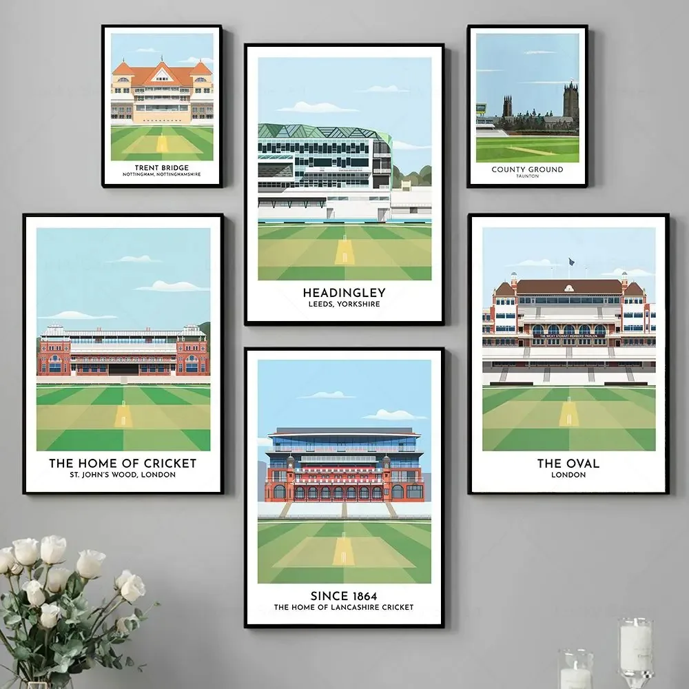 Sports Venue Canvas Painting Cricket Field Sports Wall Art Nordic ...
