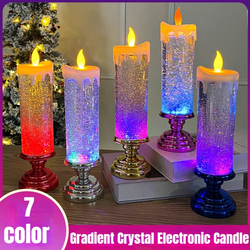 Fantasy LED Candle Lights 7-color Gradient Crystal Electronic Candle ...
