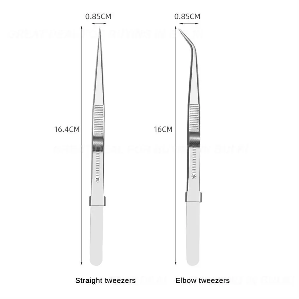 Straight-Head-Tweezers-Elbow-Stainless-Steel-Tweezers-Clip-Non-slip ...