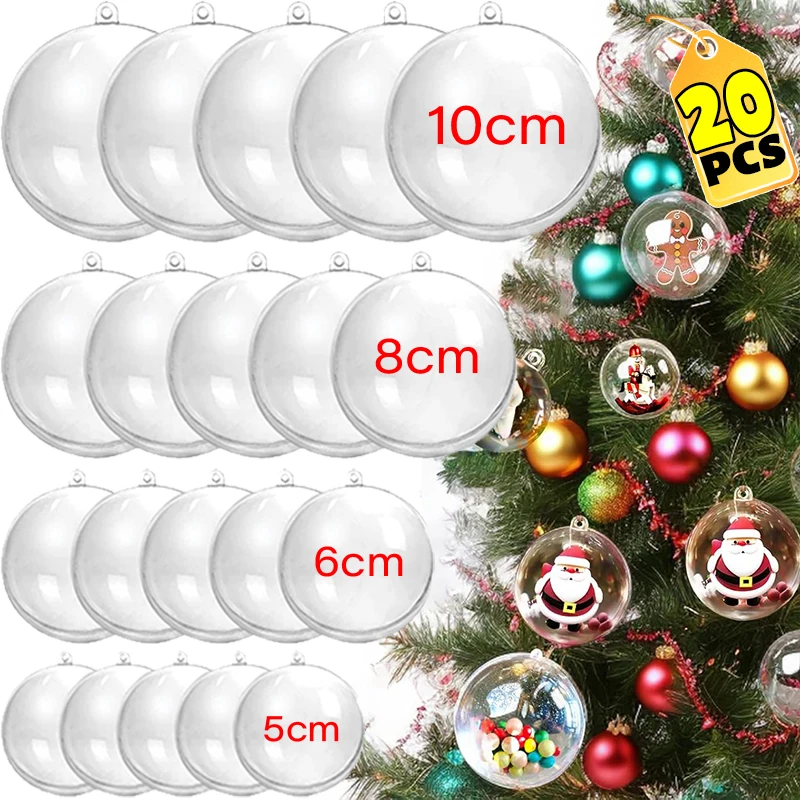 20/1pcs Plastic Christmas Transparent Balls Xmas Tree Hanging Hollow ...
