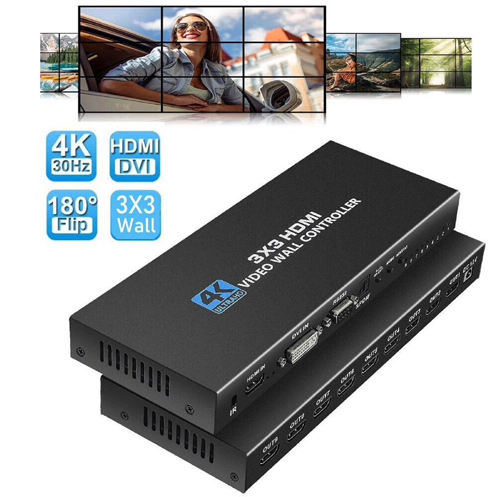 3x3-4K-HDMI-Compatible-DVI-TV-Video-Wall-Controller-Splicer-1X2-1X4-1X3 ...