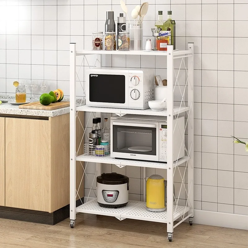 Kitchen Storage Holder 4 Racks | Foldable Kitchen Shelf Wheels | 4 ...