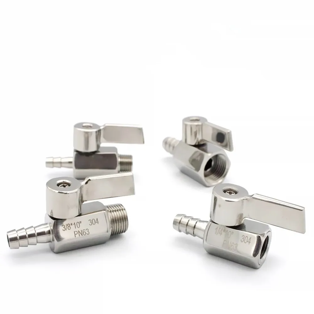 SS304 MINI Ball Valve With Hose Connection,1/8" 1/4" 3/8" 1/2" To 7mm ...