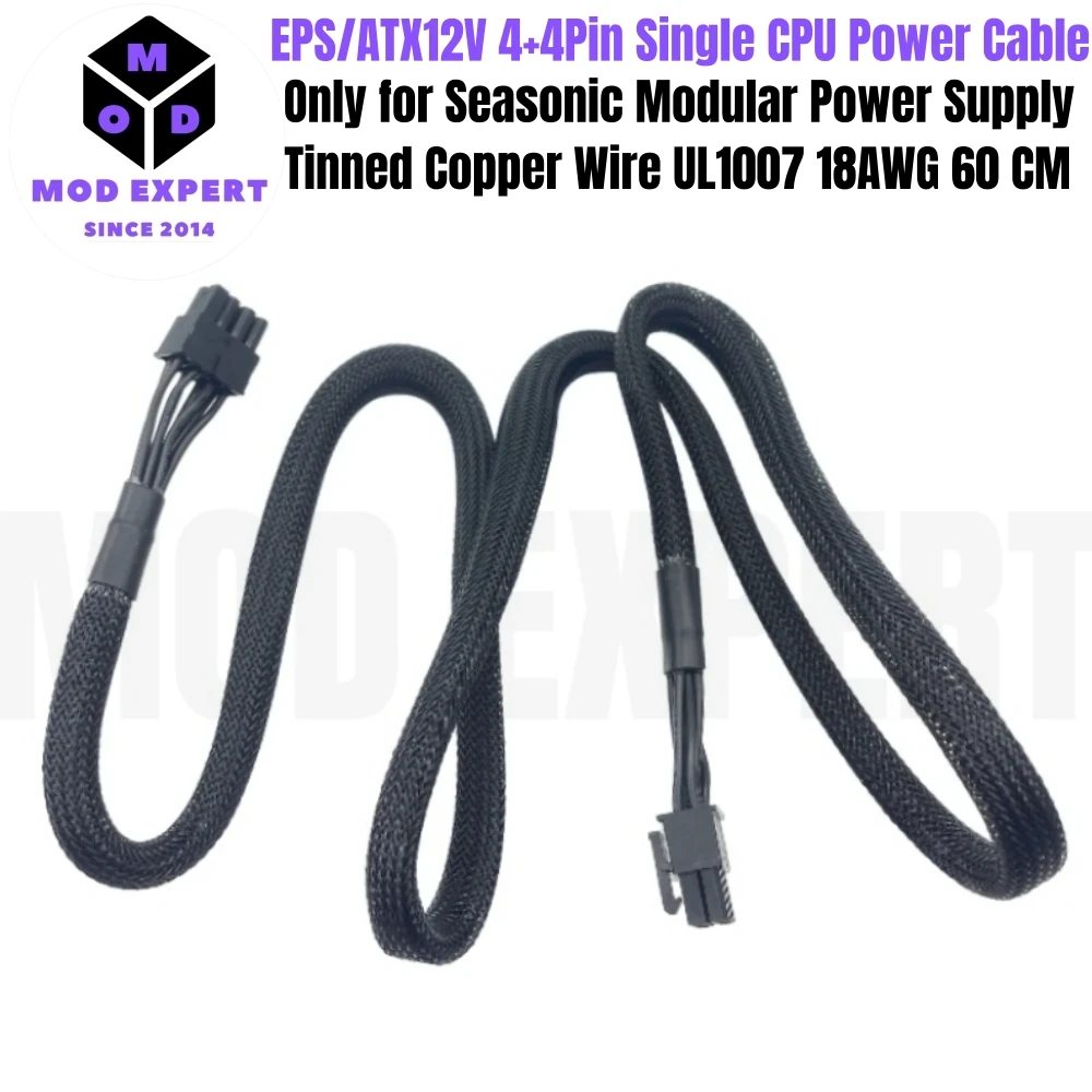 PSU 8Pin to 4+4Pin Sleeved Net, CPU Power Cable for Seasonic Prime ...