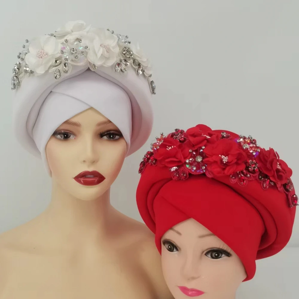 New-African-Auto-Gele-Aso-Oke-Headties-Muslim-Turban-Caps-Nigerian ...