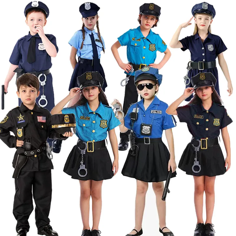 Children-Policeman-Cosplay-Costume-Boys-Girls-Kid-Police-Uniform-Army ...