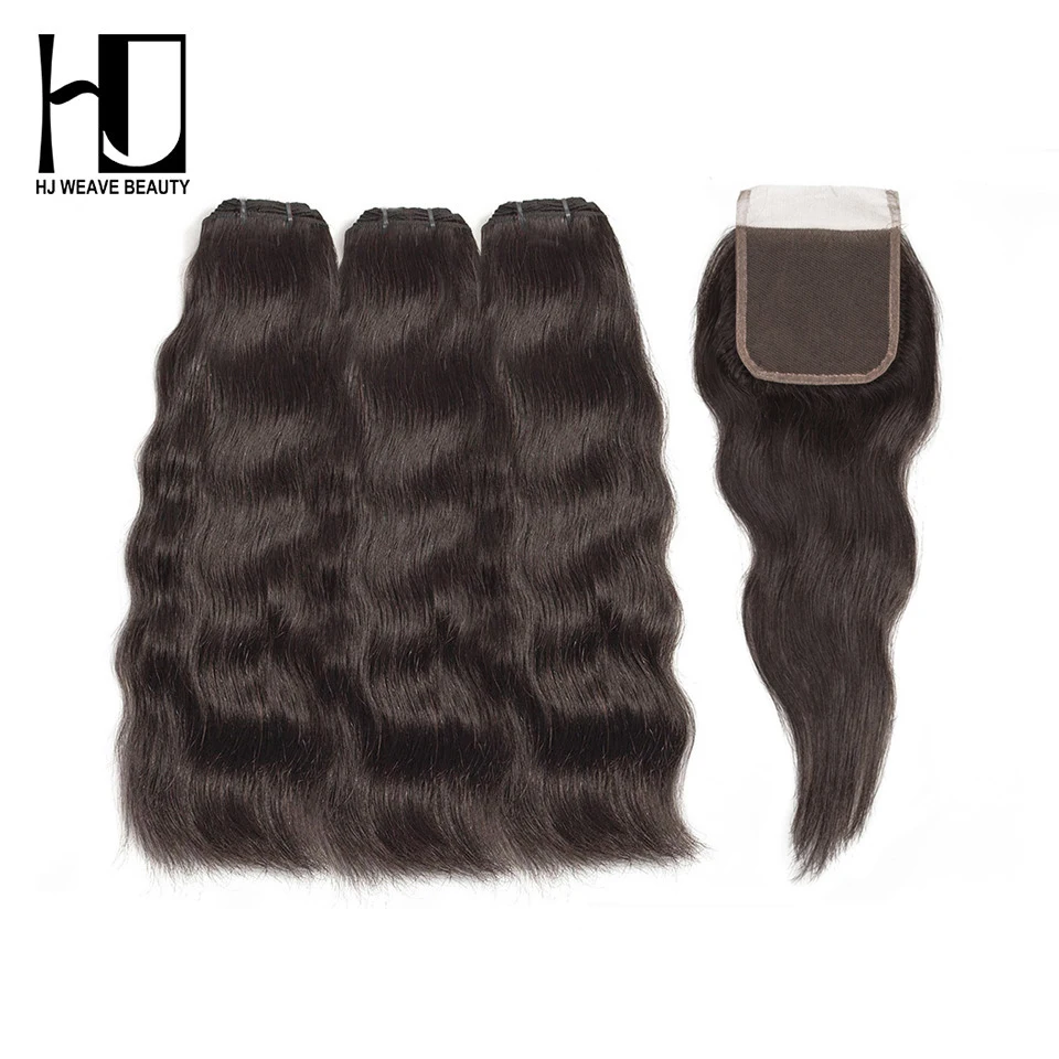 Bundles-With-Closure-Natural-Straight-Raw-Indian-Virgin-Hair-Weave ...