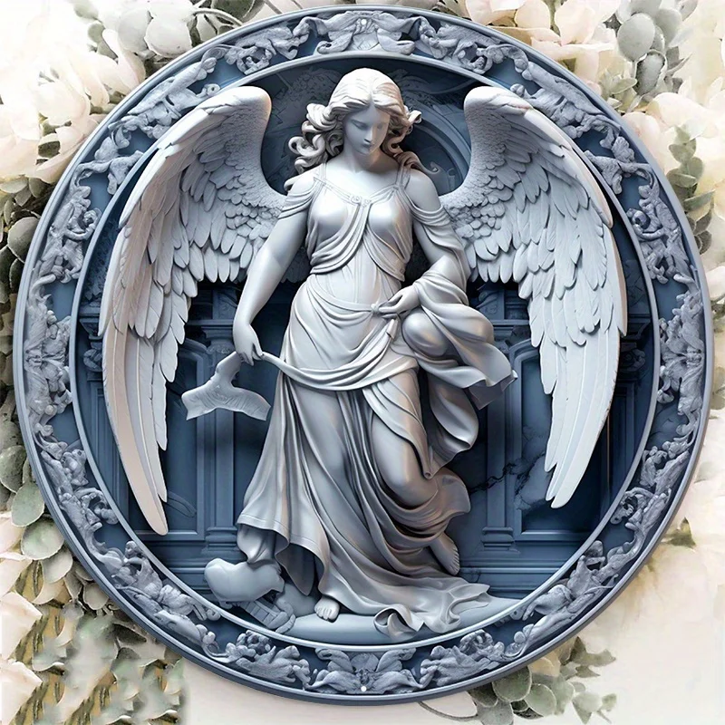 Alum-nio-Metal-Sign-Angel-Wreath-Decora-o-Da-Parede-Home-Decor-Quarto ...