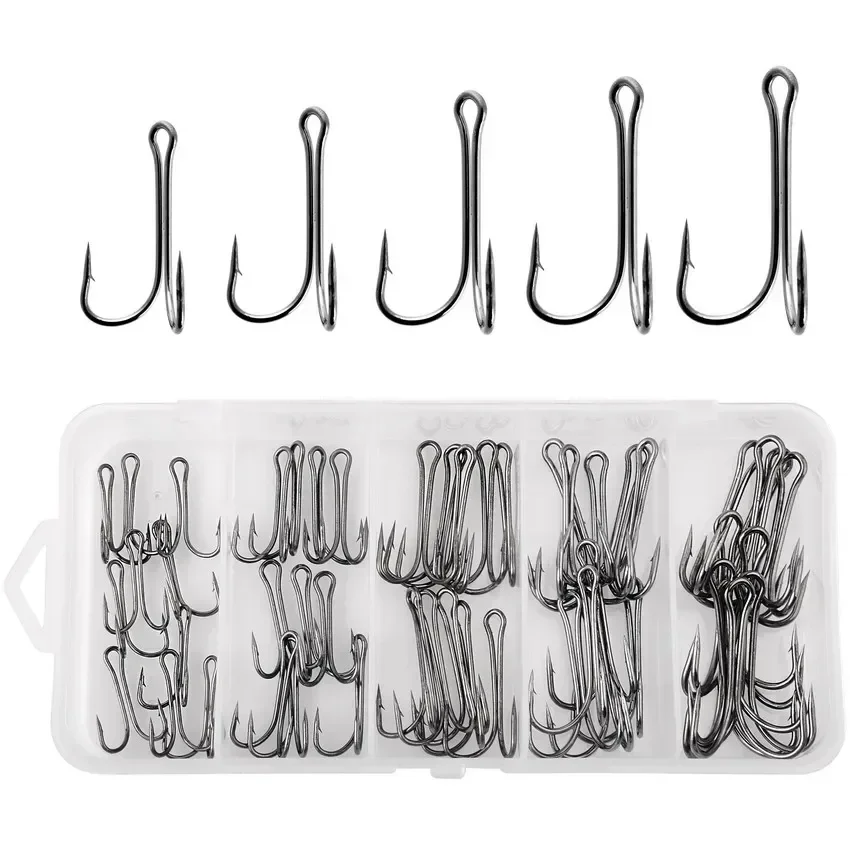 50PCS Long Shank Double Hook Weedless Fishing hook Fly Tying Duple Hook ...