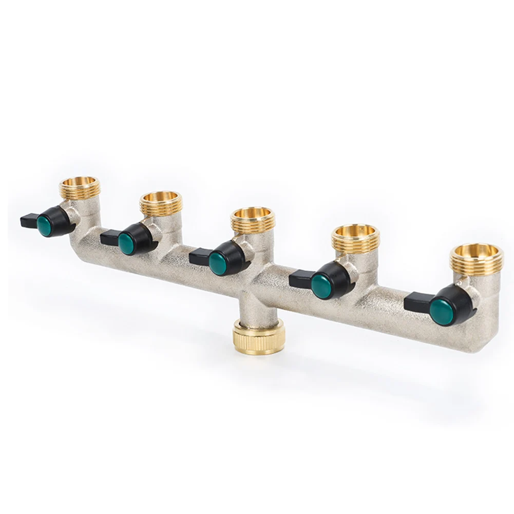 5-Way-Brass-Water-Splitters-3-4-Inch-Water-Distributor-Garden ...