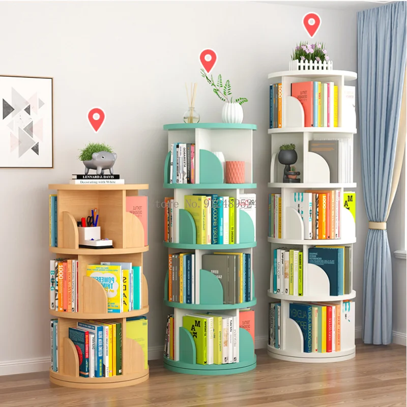 Rotating-Bookshelf-360-Degree-Bookcase-Home-Floor-Shelf-Simple-Multi ...