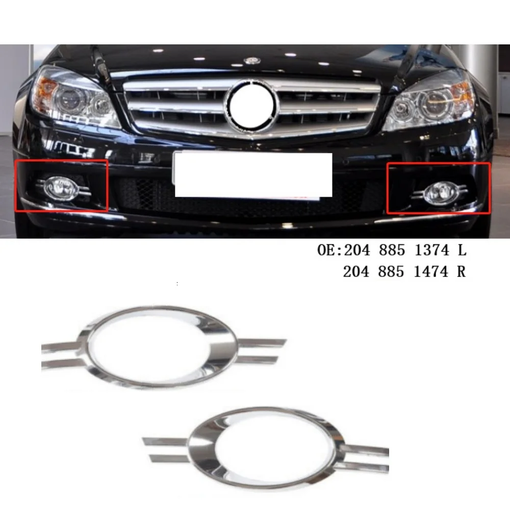 Front-bumper-fog-lamp-cover-chrome-decorative-strip-For-Mercedes-Benz-C ...