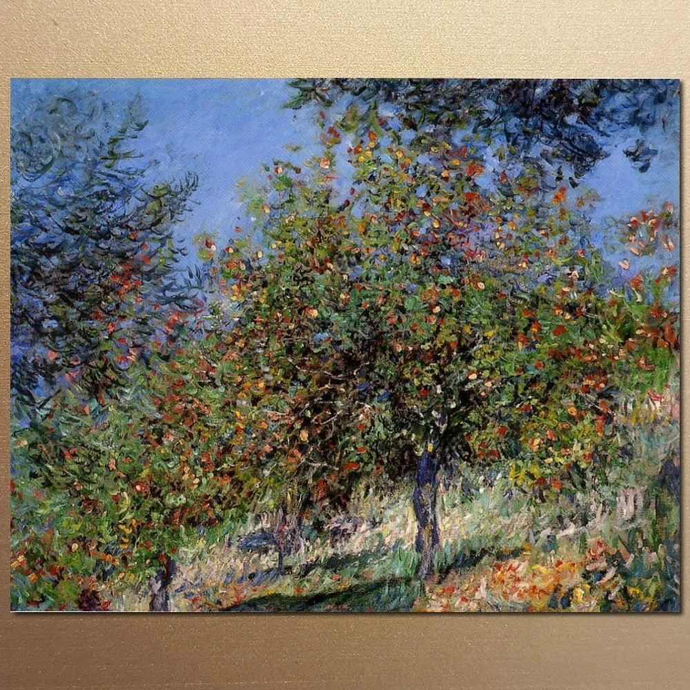 High Quality Claude Monet Impressionism Art Apple Trees On The Hill Oil ...
