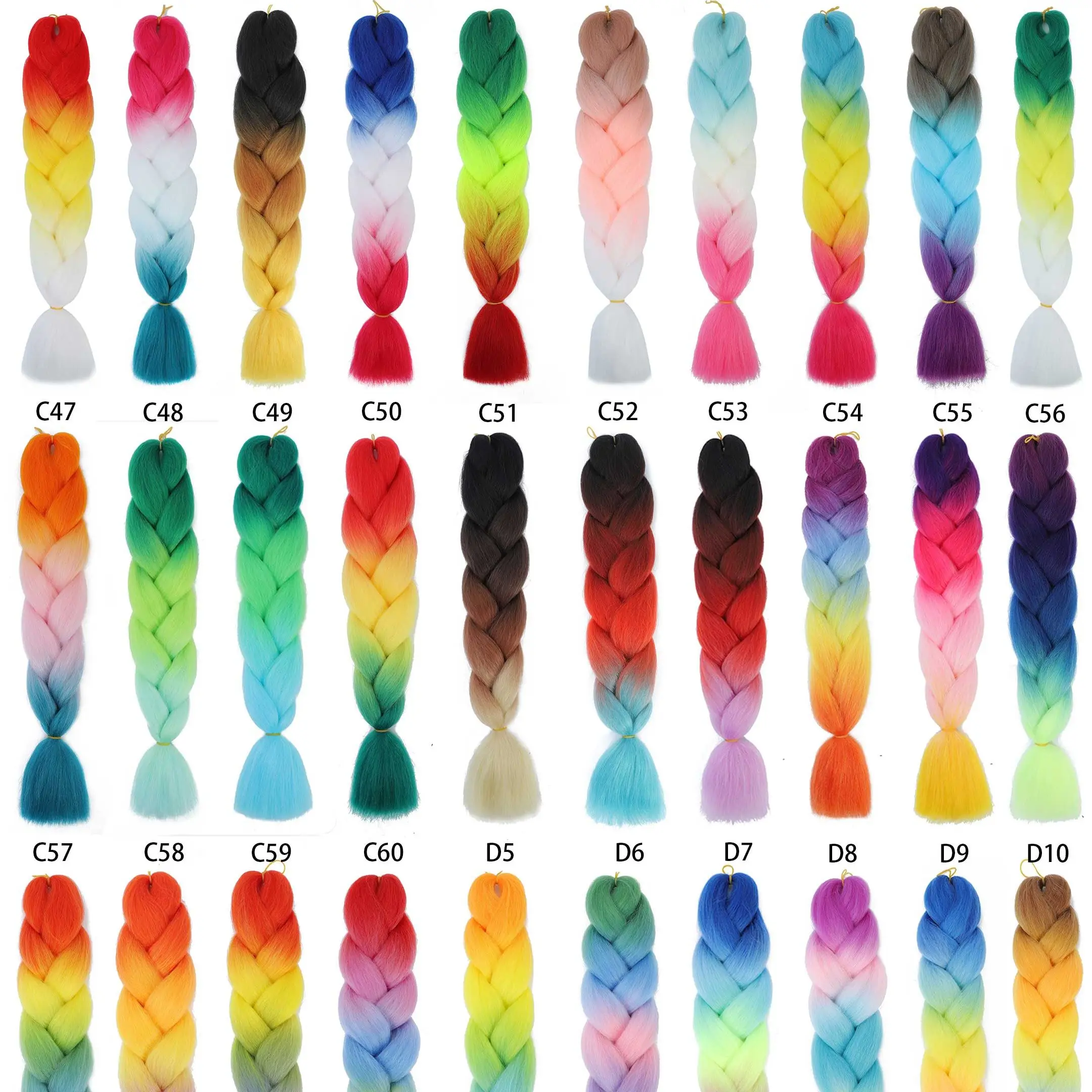 99-Colorful-Synthetic-Glowing-Hair-Twist-Braids-Ombre-Color-For-white ...