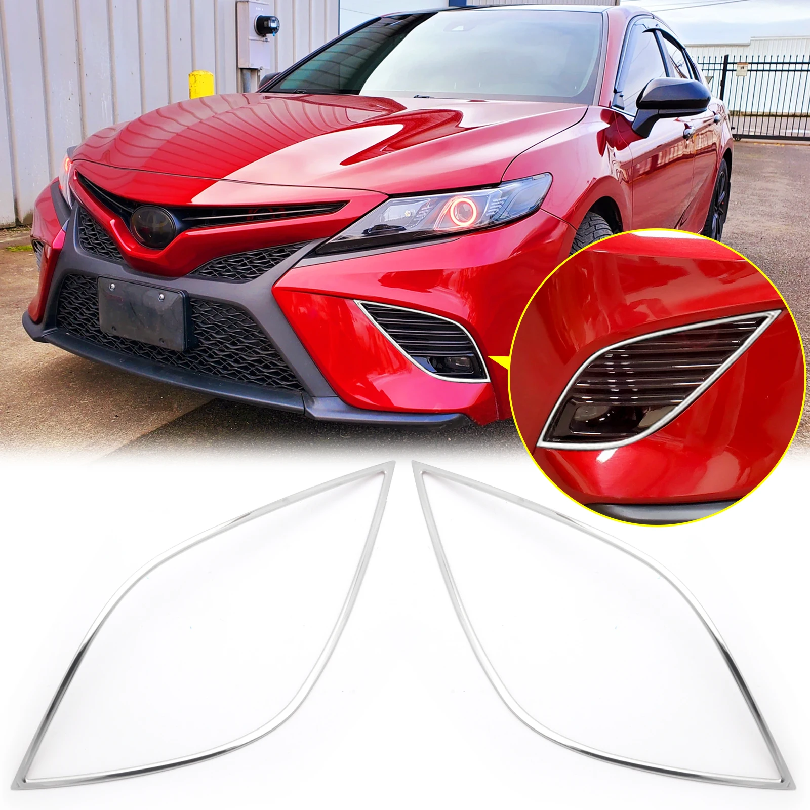 2pcs-Chrome-Front-Head-Fog-Light-Lamp-Frame-Bezel-Overlay-Cover-Molding ...