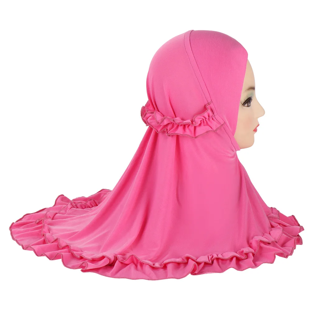 New Sweet Girl Hijab Cap Scarf Kids Jersey Khimar Islam Turban Muslim ...