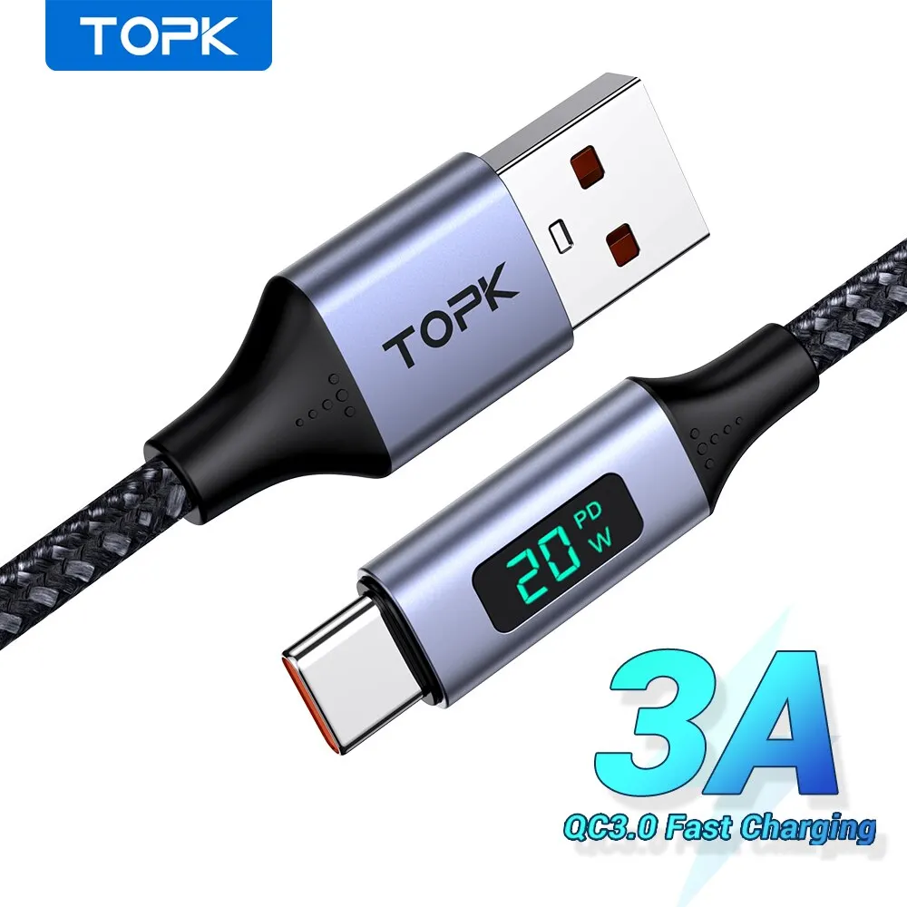 TOPK-Micro-USB-Cable-USB-Type-C-Cable-3A-for-Samsung-Xiaomi-Fast ...