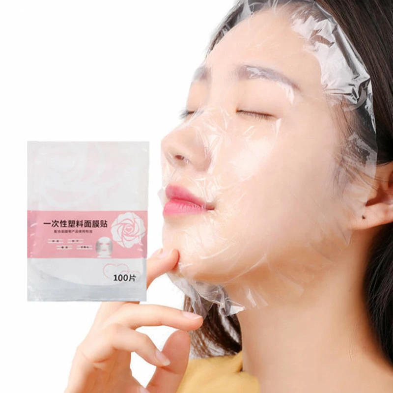 100pcs/pack Plastic Film Skin Care Full Face Cleaner Mask Paper Natural ...
