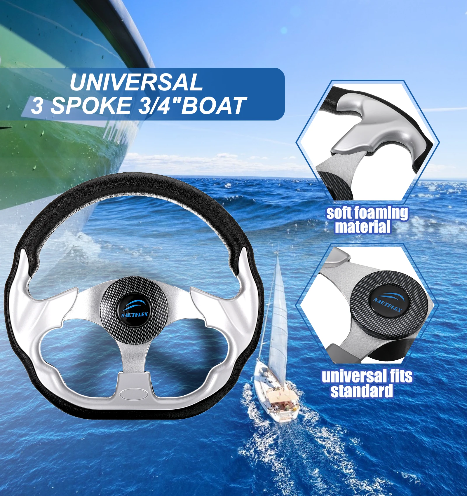 Boat-Steering-Wheel-Detachable-3-Spokes-3-4-inch-Shaft-Outdoor-Rowing ...