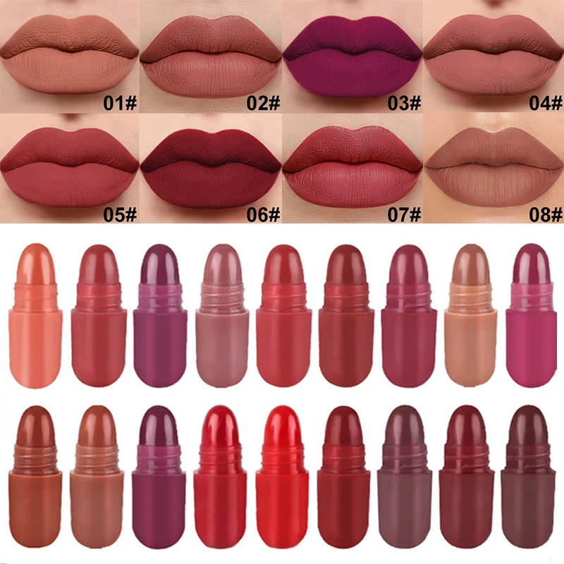 18 cores pílula cápsula batom conjunto mini fosco lábios glosses ...