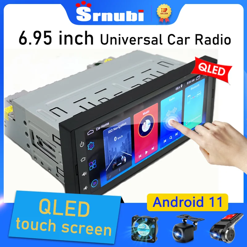 Srnubi 1 din universal 6.95 Polegada android 10 rádio do carro reprodutor multimídia ips tela de ...