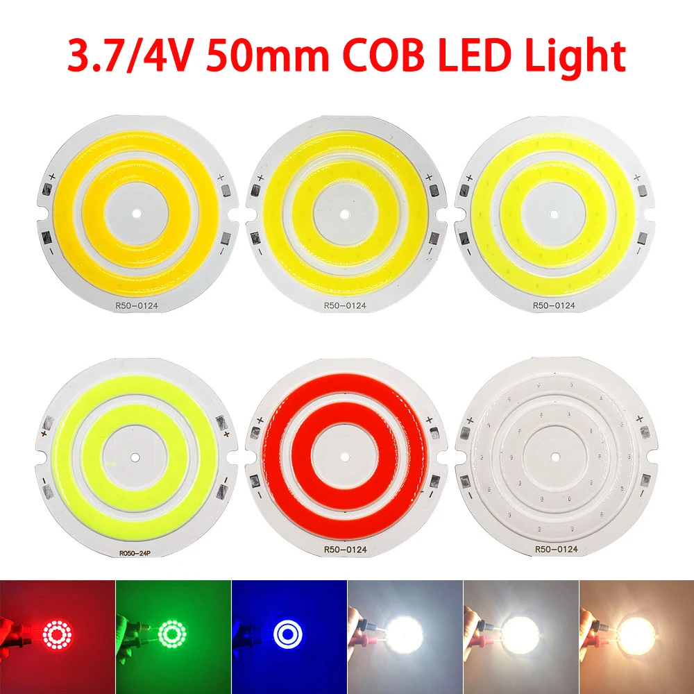 50mm-Round-COB-LED-Light-Diameter-Double-Ring-Cold-White-LED-Lamp-3-7V ...