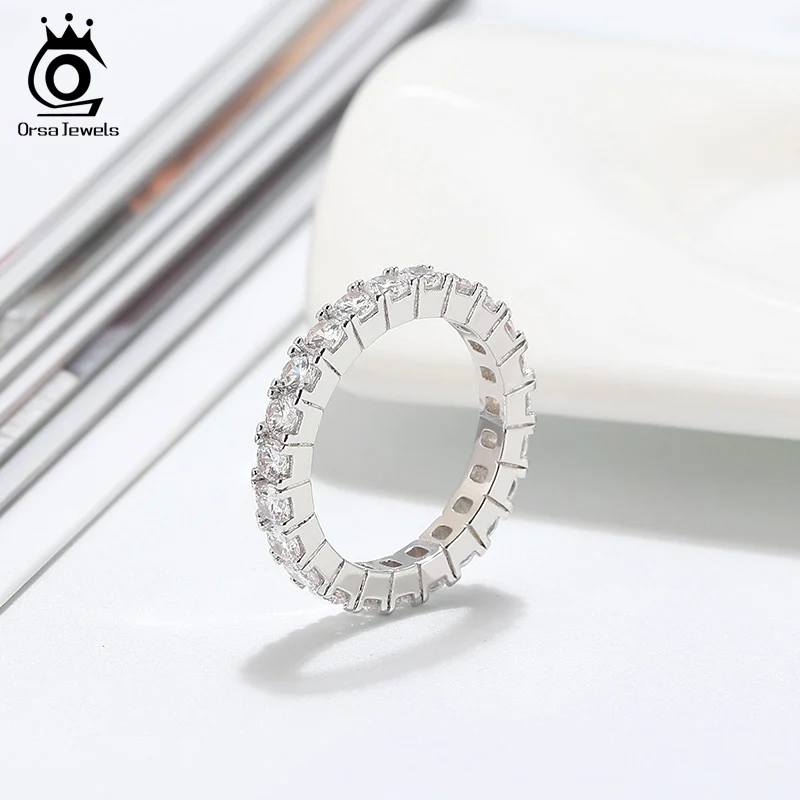 ORSA-JEWELS-925-Sterling-Silver-Dainty-Crystal-Finger-Ring-Shiny-for ...