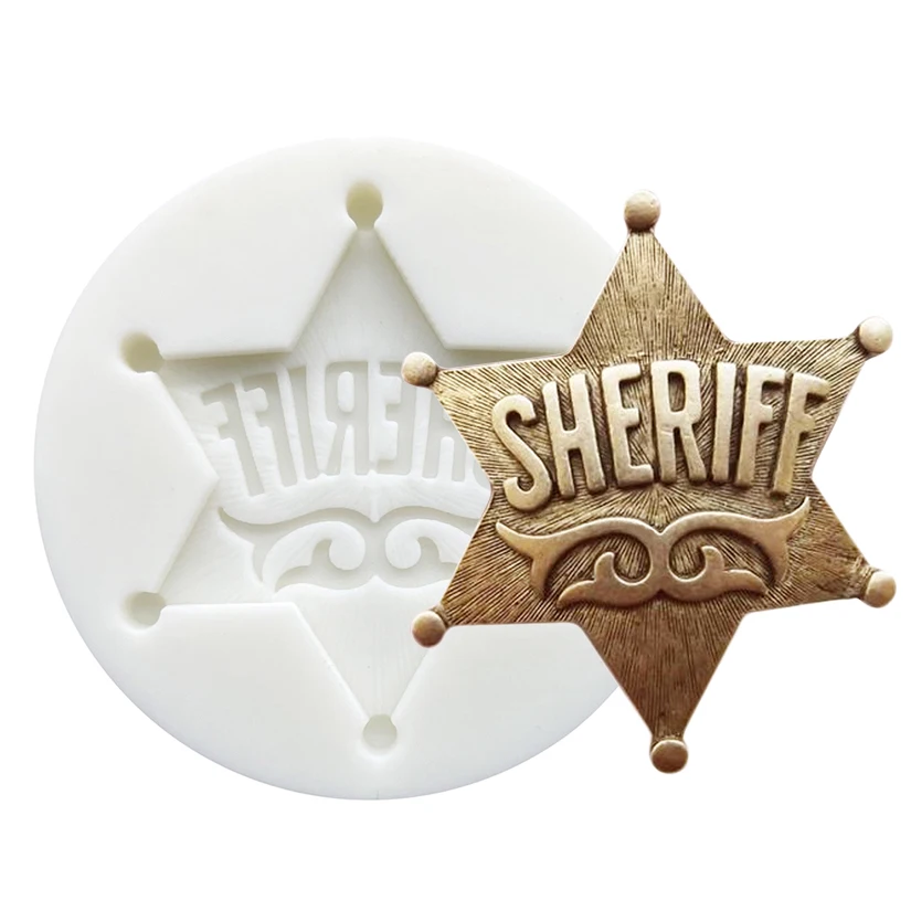 Sheriff's Badge Silicone Sugarcraft Mold Resin Tools Cupcake Baking ...