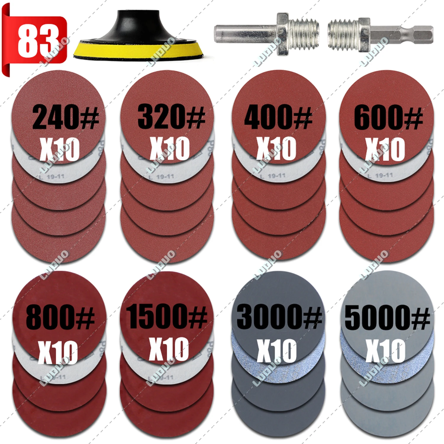 80-83PCS-Grinding-Sandpaper-Set-With-Sanding-Disc-Hook-Loop-Dry-Polish ...