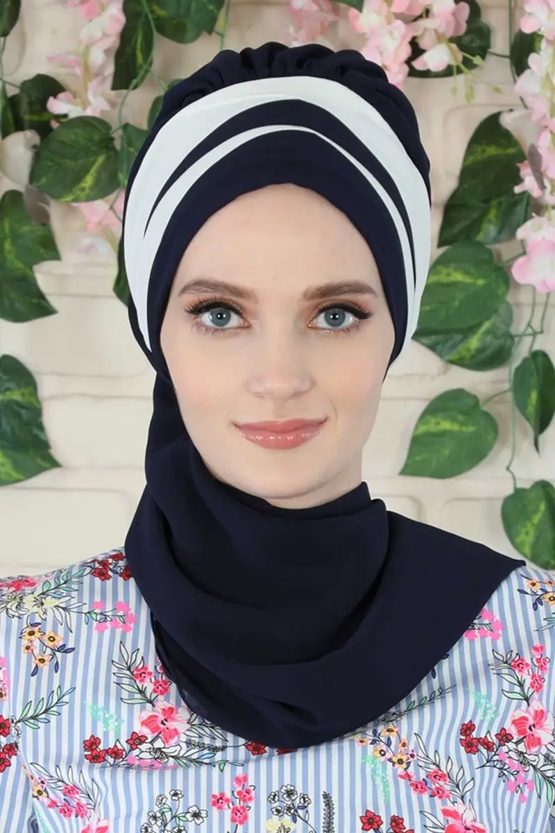 Cross Dikim double color scarf chiffon ready turban jpg Cross Dikim double color scarf chiffon ready turban jpg